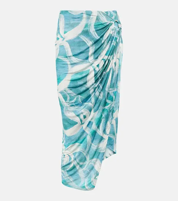 LOUISA BALLOU Printed Midi Skirt