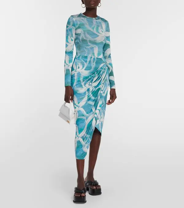 LOUISA BALLOU Printed Midi Skirt