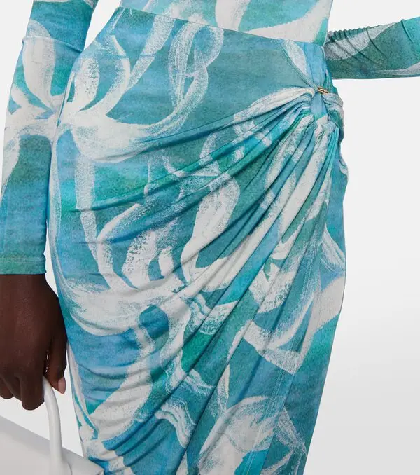 LOUISA BALLOU Printed Midi Skirt