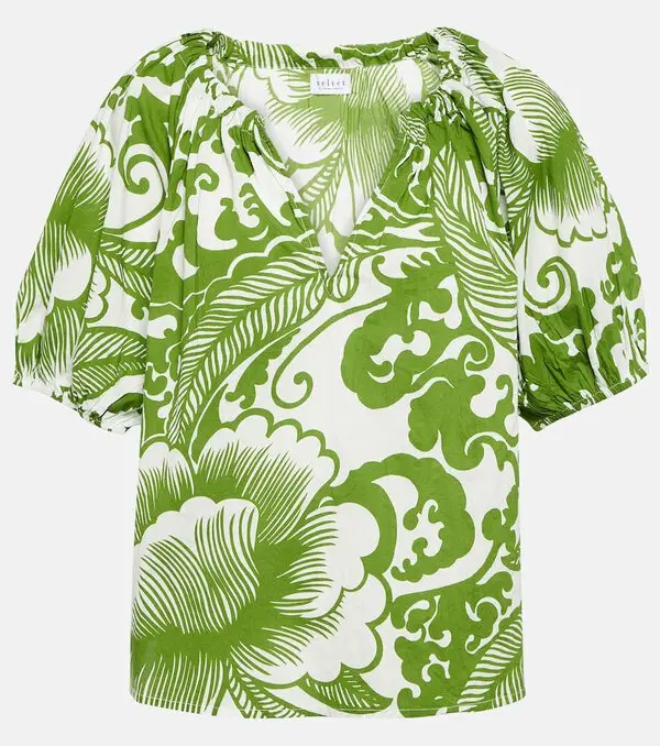 Velvet By Graham & Spencer Angela Cotton Top - Green