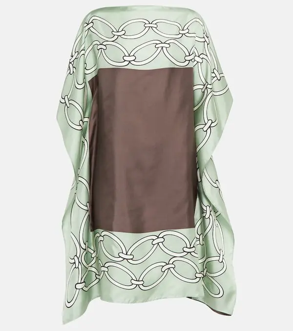 Valentino Garavani Chain-print Silk Kaftan - Green