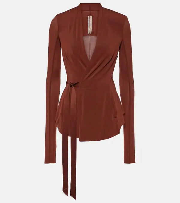 Rick Owens Hollywood Cupro-blend Wrap Jacket - Brown