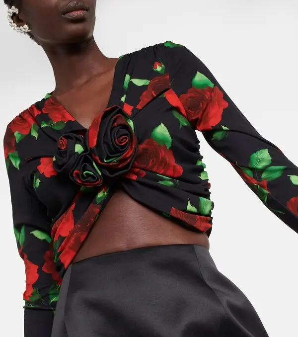 Magda Butrym Floral Ruched Crop Top