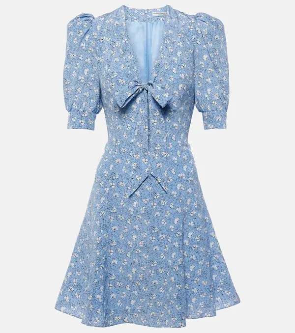 Alessandra Rich Bow-detail Printed Minidress - Blue