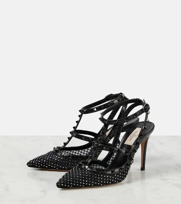 Valentino Garavani Rockstud 100 Leather Pumps - Black