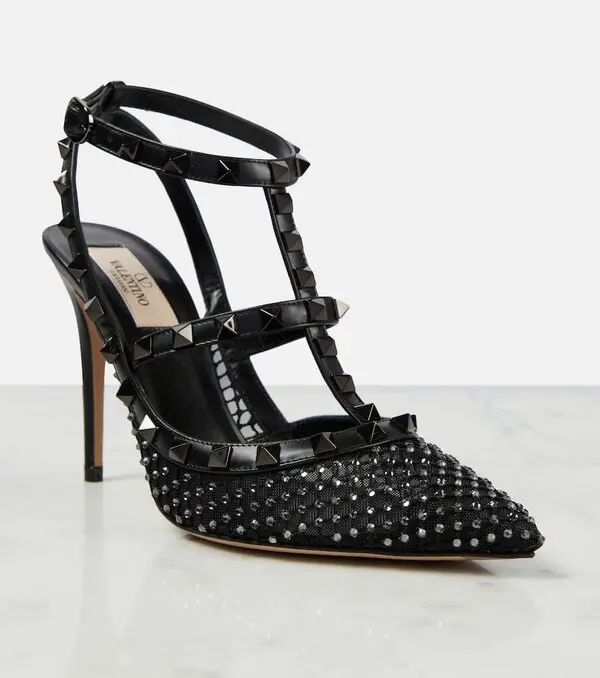 Valentino Garavani Rockstud 100 Leather Pumps - Black