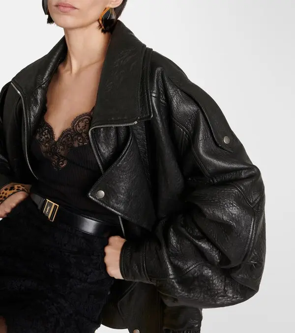 Saint Laurent Oversized Leather Blouson - Black