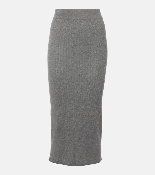Brunello Cucinelli Ribbed-knit Midi Skirt