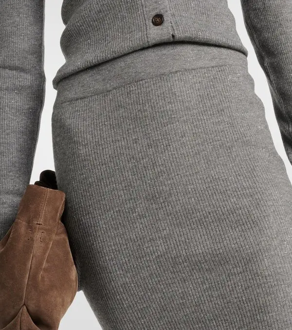 Brunello Cucinelli Ribbed-knit Midi Skirt