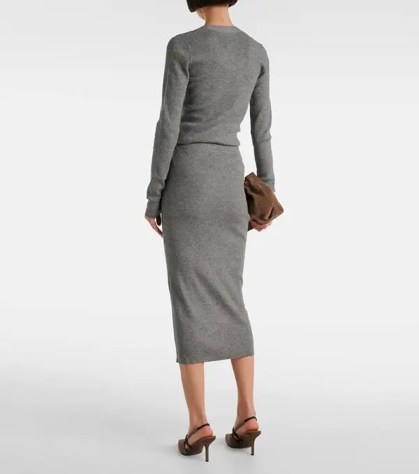Brunello Cucinelli Ribbed-knit Midi Skirt