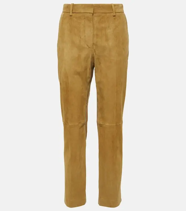 JOSEPH Coleman Cropped Suede Pants - Beige