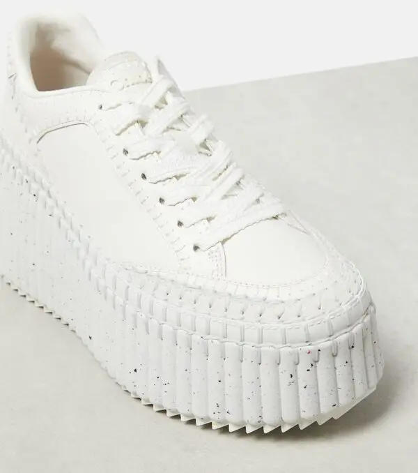 Chloé Nama Leather Platform Sneakers - White