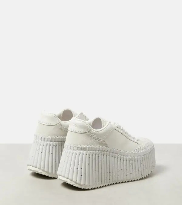 Chloé Nama Leather Platform Sneakers - White