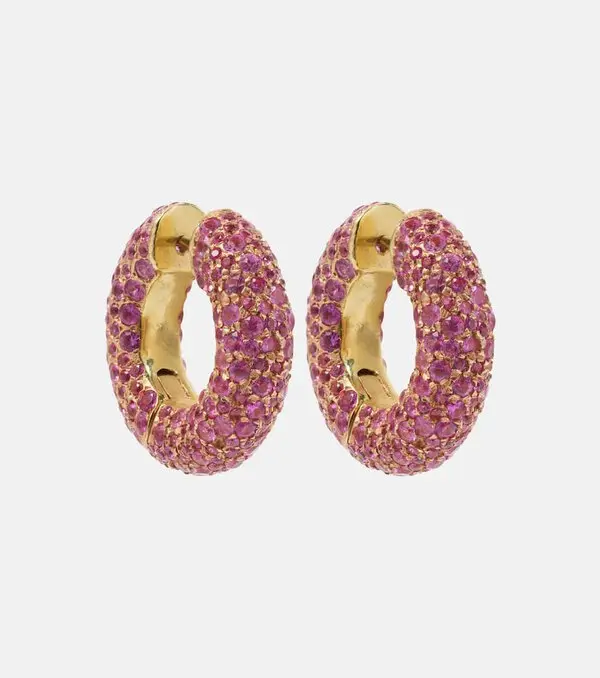 OCTAVIA ELIZABETH Blossom Bubble 18kt Yellow Hoop Earrings With Sapphires - Gold