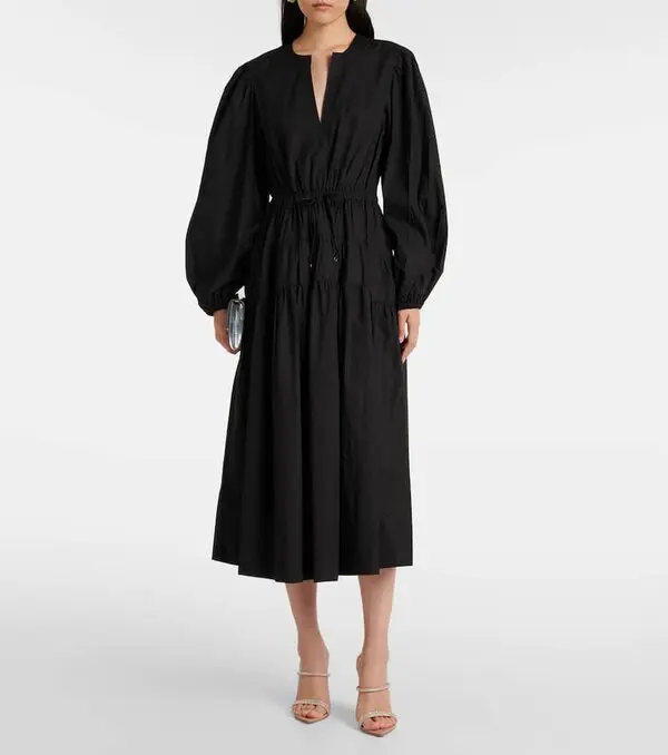 Ulla Johnson Aurelie Pleated Cotton Midi Dress