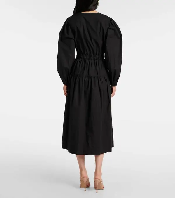 Ulla Johnson Aurelie Pleated Cotton Midi Dress