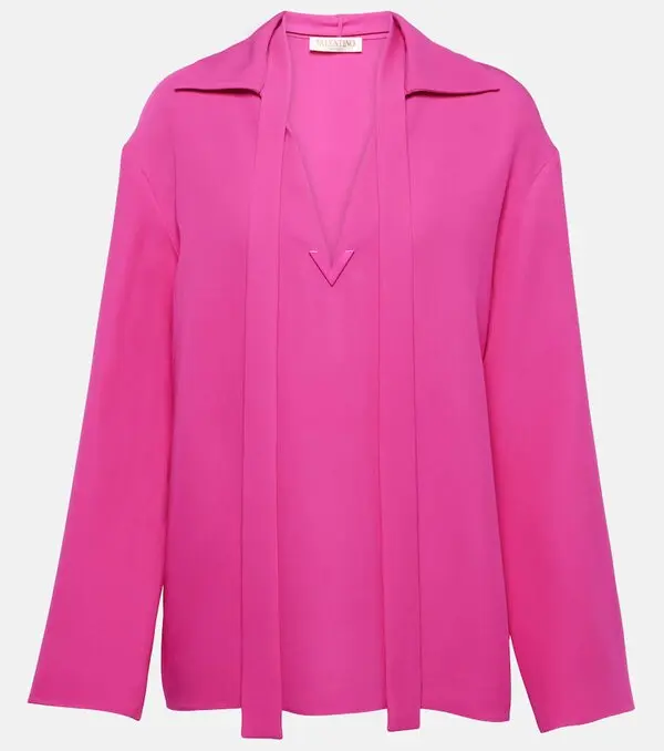Valentino Garavani Vgold Tie-neck Blouse - Pink