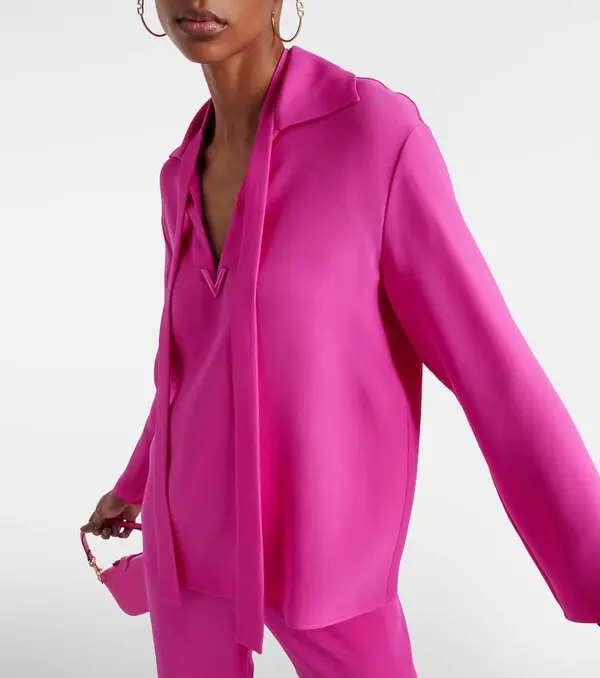 Valentino Garavani Vgold Tie-neck Blouse - Pink
