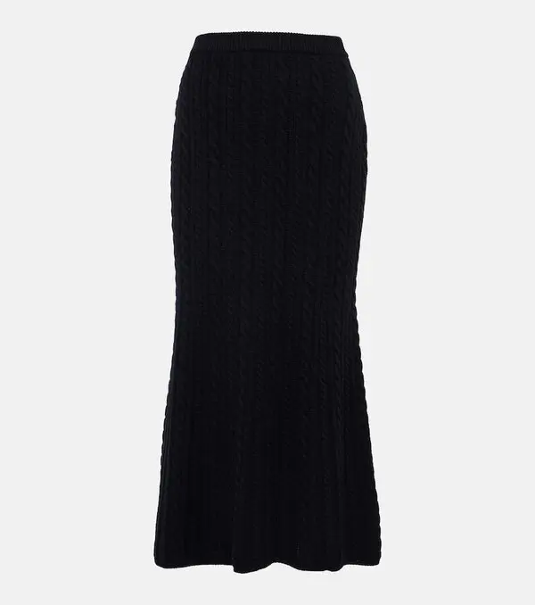Alessandra Rich Cable-knit Wool Midi Skirt