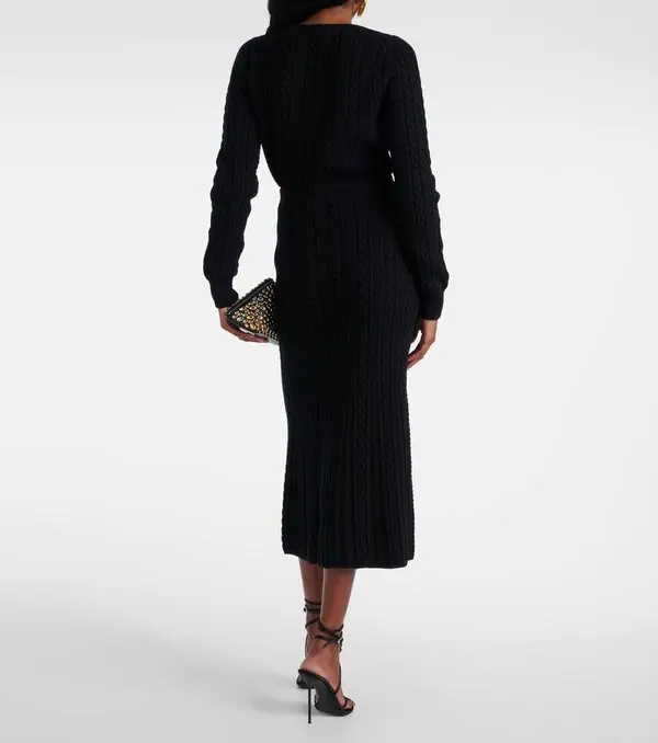 Alessandra Rich Cable-knit Wool Midi Skirt