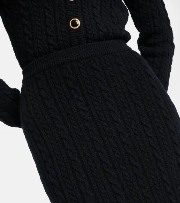 Alessandra Rich Cable-knit Wool Midi Skirt