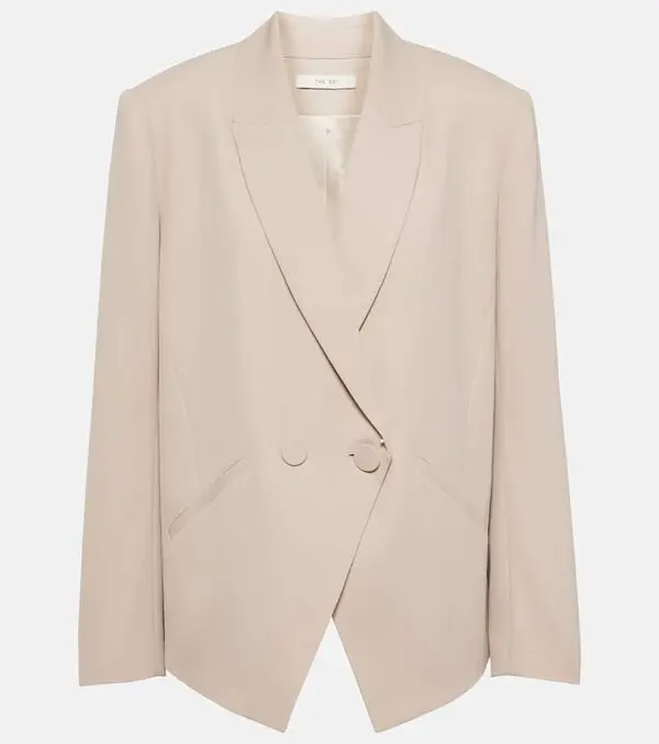 THE SEI Double-breasted Crepe Blazer
