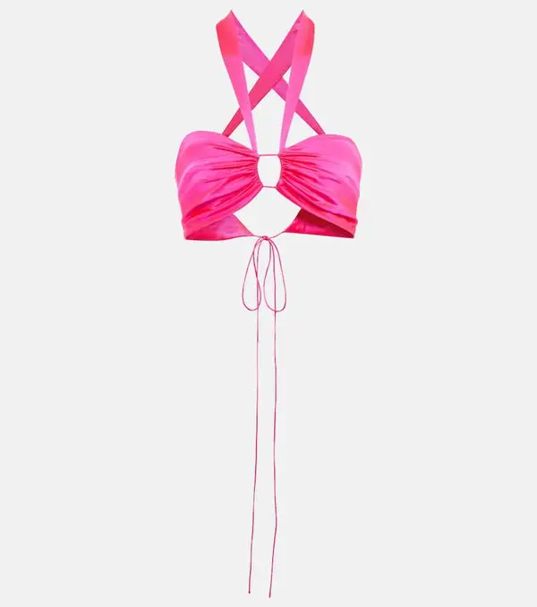 THE SEI Silk Satin Halterneck Top - Pink