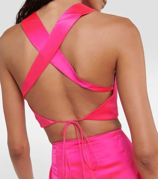 THE SEI Silk Satin Halterneck Top