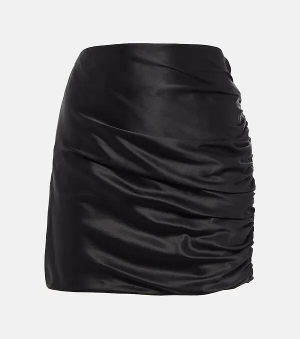 THE SEI Ruched Silk Miniskirt