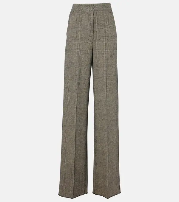 Max Mara Houndstooth Wool-blend Pants - Grey