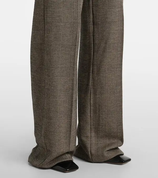 Max Mara Houndstooth Wool-blend Pants - Grey