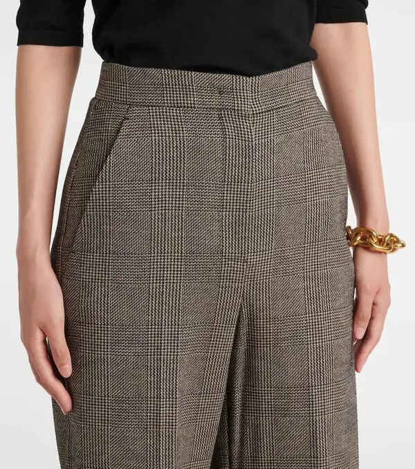 Max Mara Houndstooth Wool-blend Pants - Grey