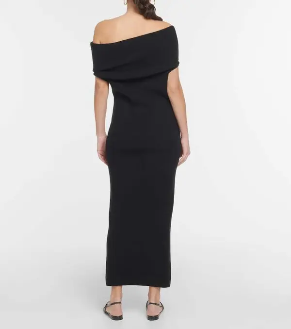 TOTEME Ribbed-knit Off-shoulder Midi Dress