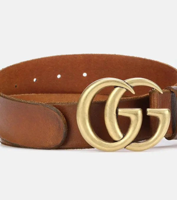 Gucci Gg Leather Belt - Brown