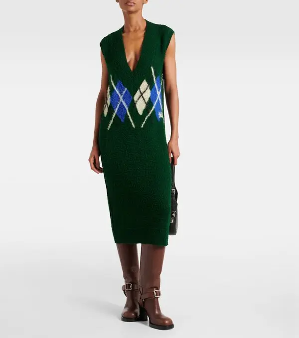 Burberry Argyle Wool Maxi Dress