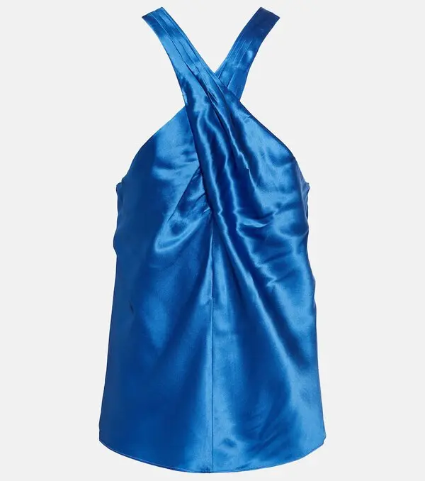 Veronica Beard Stewart Satin Halter-neck Top