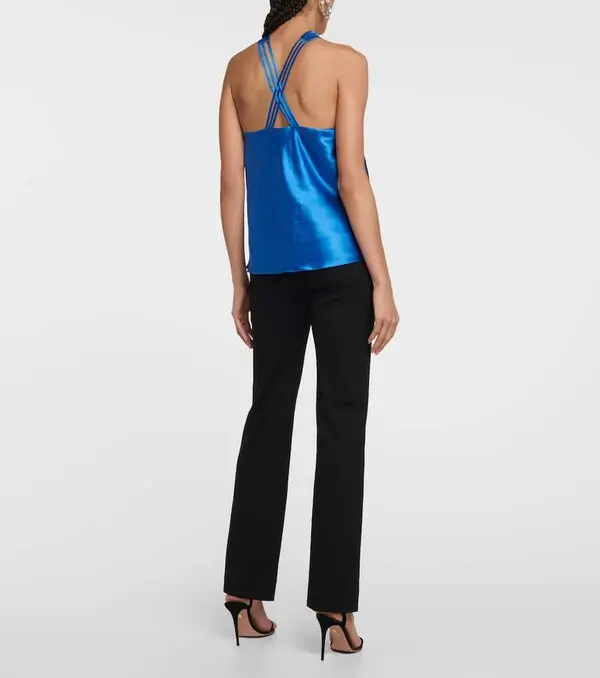 Veronica Beard Stewart Satin Halter-neck Top