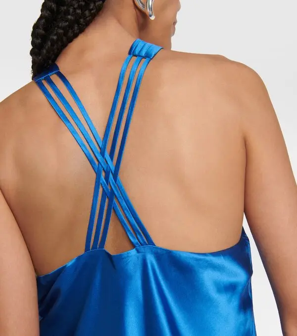 Veronica Beard Stewart Satin Halter-neck Top