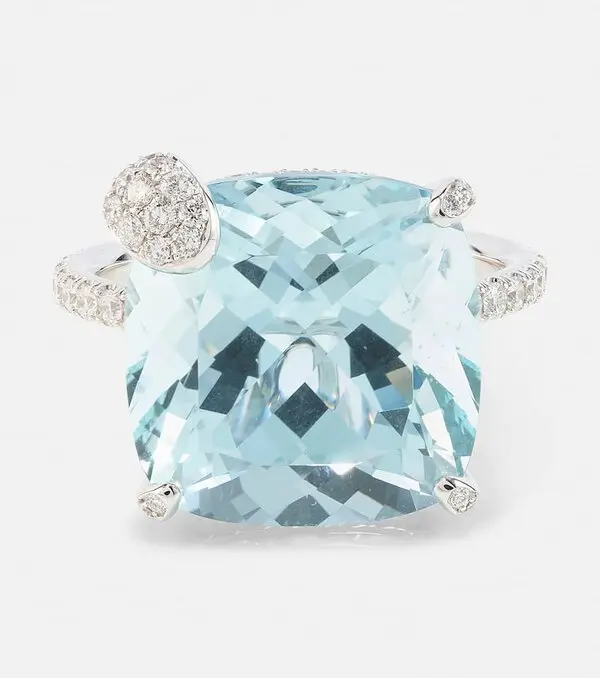 BUCHERER FINE JEWELLERY Peekaboo" 18kt White Gold Ring With Aquamarine And Diamonds - Silver