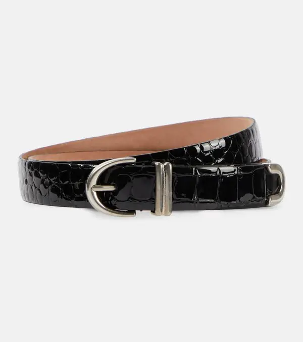 Khaite Bambi Croc-effect Leather Belt - Black
