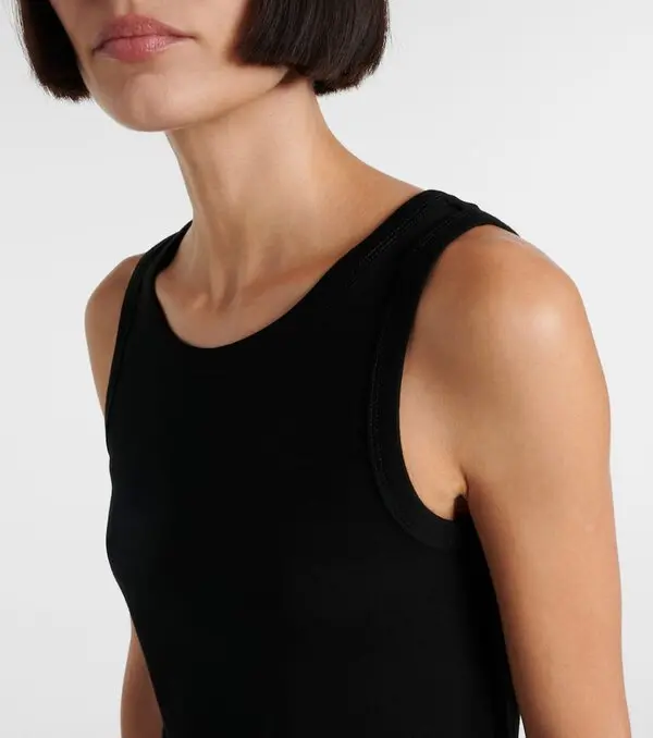 THE ROW Frankie Cotton Jersey Tank Top - Black