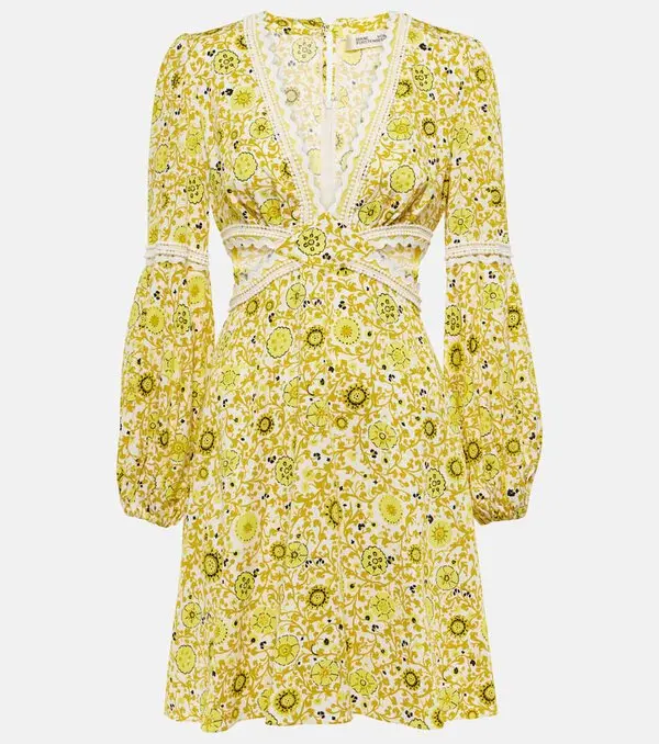 Diane Von Furstenberg Kimmie Printed Mini Dress - Yellow