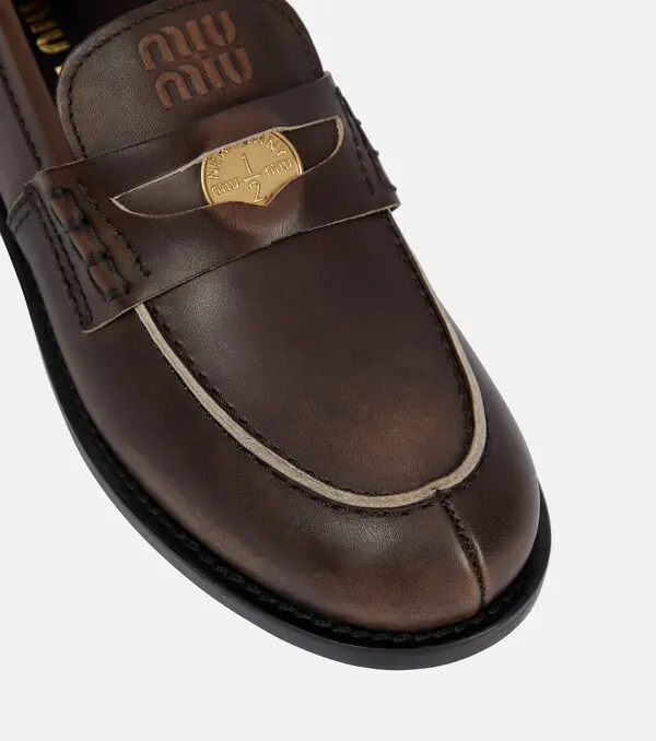 Miu Miu Embellished Leather Loafers