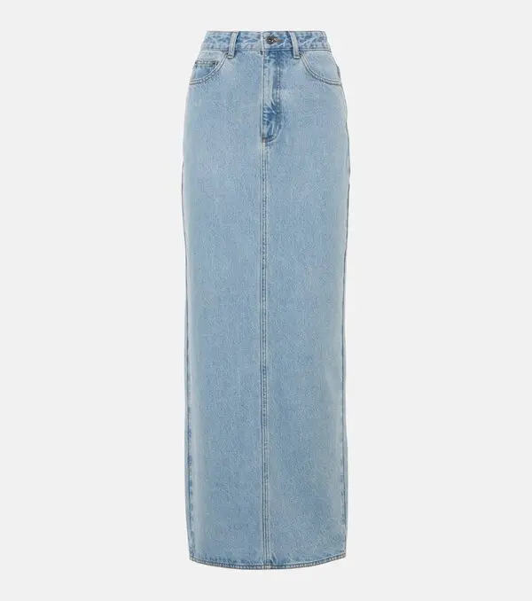 SELF-PORTRAIT High-rise Denim Maxi Skirt