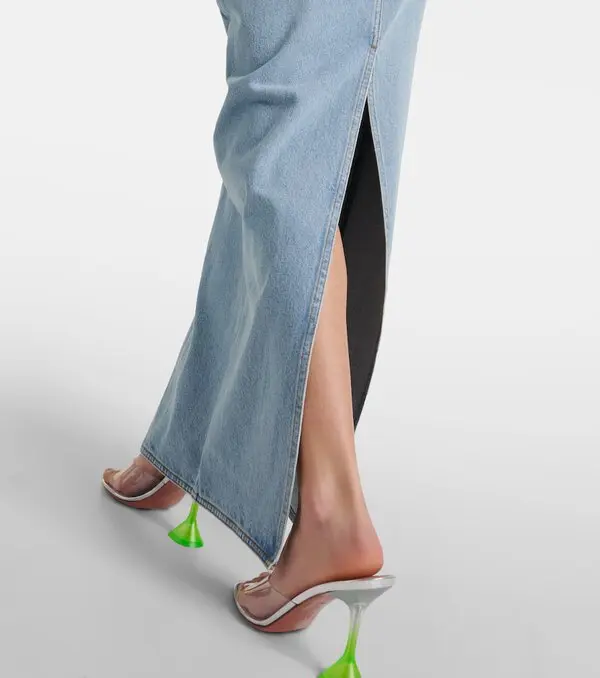 SELF-PORTRAIT High-rise Denim Maxi Skirt