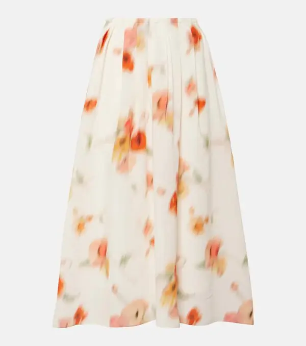 Vince Floral Gathered Midi Skirt - Multicoloured