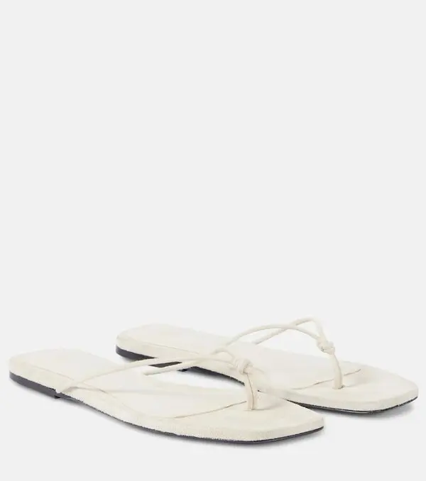 TOTEME The Knot Suede Thong Sandals - Beige
