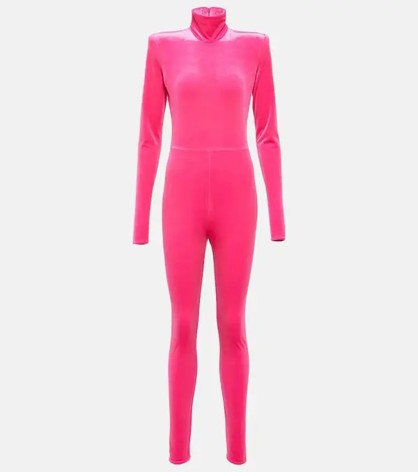 Alexandre Vauthier Turtleneck Velvet Jumpsuit - Pink