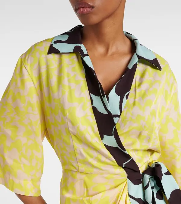Dries Van Noten Printed Wrap Midi Dress