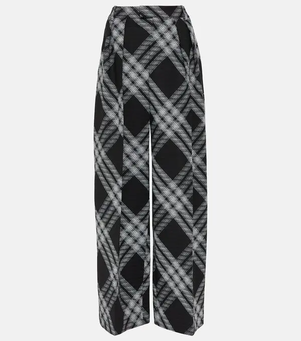 Burberry Checked Wool Wide-leg Pants